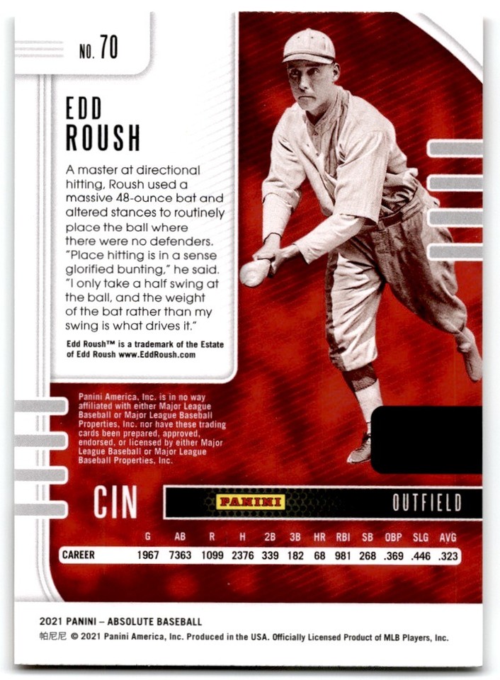 2021 Absolute GREEN Edd Roush Cincinnati Reds #70 | eBay