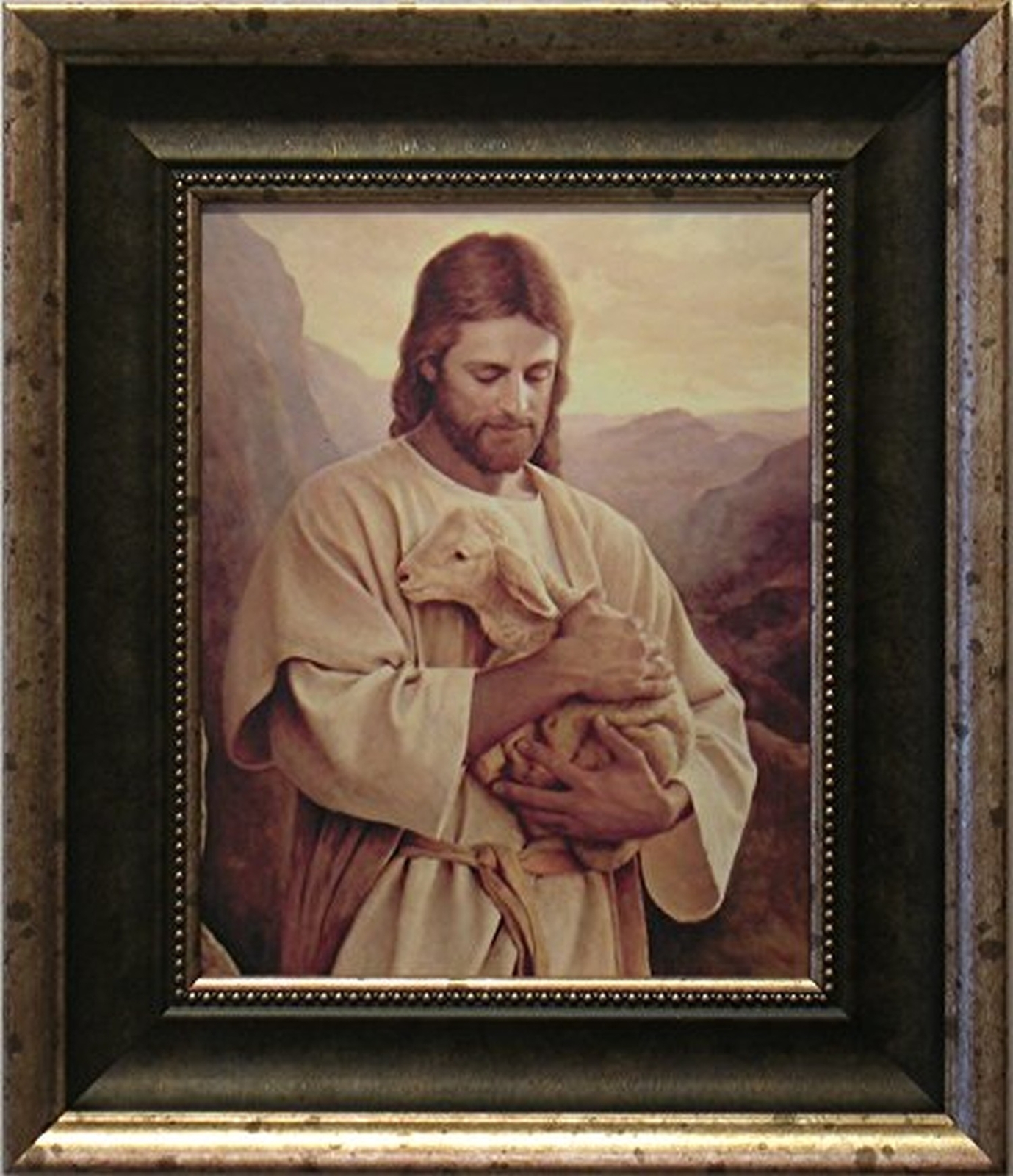 Framed Picture of Jesus, Lost Lamb By Del Parson | eBay