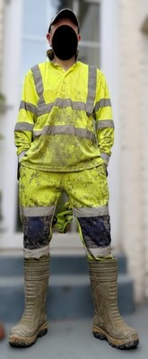 mens SUPERTOUCH Hi Vis yellow polo shirt Medium 42" workie construction builder | eBay UK