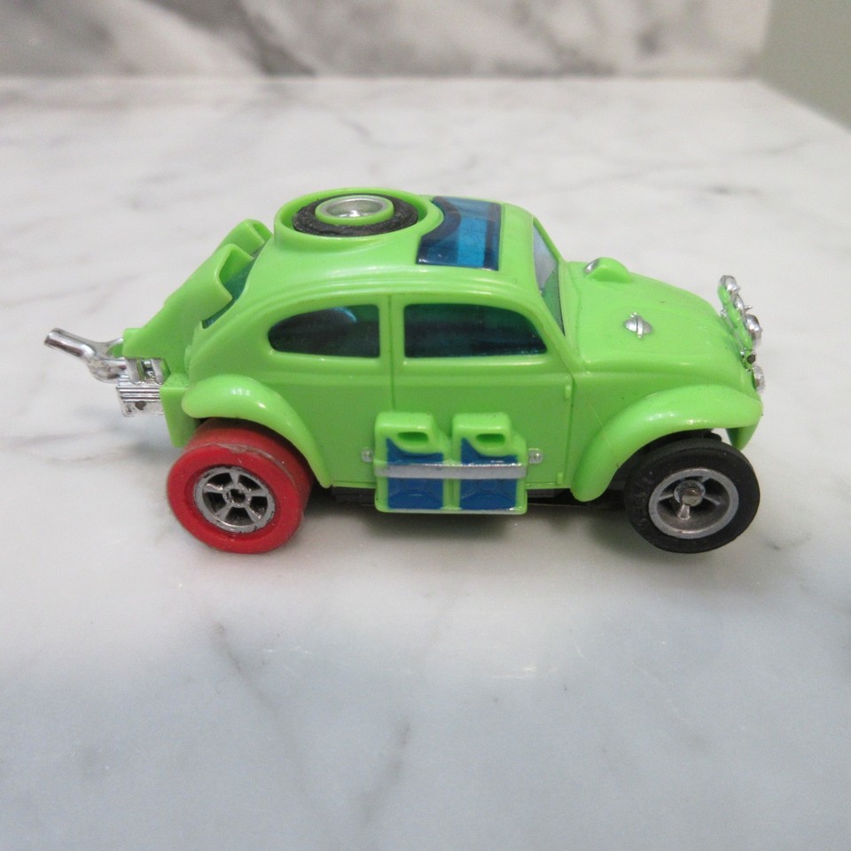 AURORA AFX BAJA BUG VW BEETLE HO SLOT CAR 1970s Green blue RUNS (WD12 ...