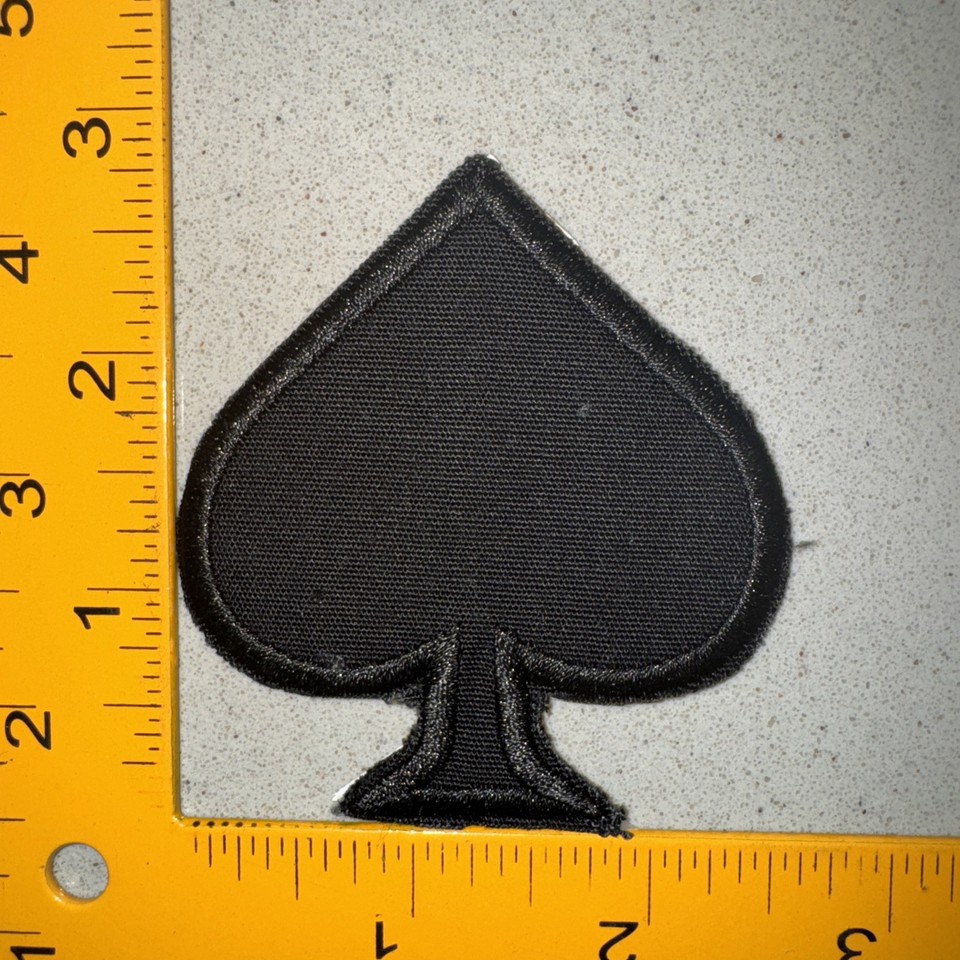 BLACK SPADE iron-on embroidered PATCH PLAYING CARD SUIT Biker APPLIQUE ...