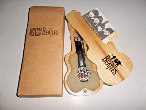 THE BEATLES APPLE WATCH TIMEPIECE WITH WOODEN GUITAR CASE AHDN PHOTO ...