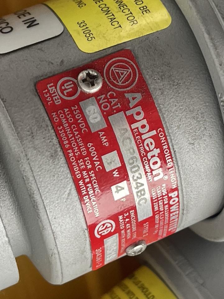 Appleton ACP6034BC 60-Amp Pin&Sleeve Plug 600V 3W 4P 60A 1 Unit | eBay