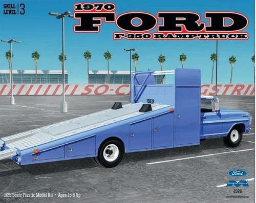 Moebius 2588 1970 FORD F-350 Race Car RAMP TRUCK plastic model kit 1/25 ...