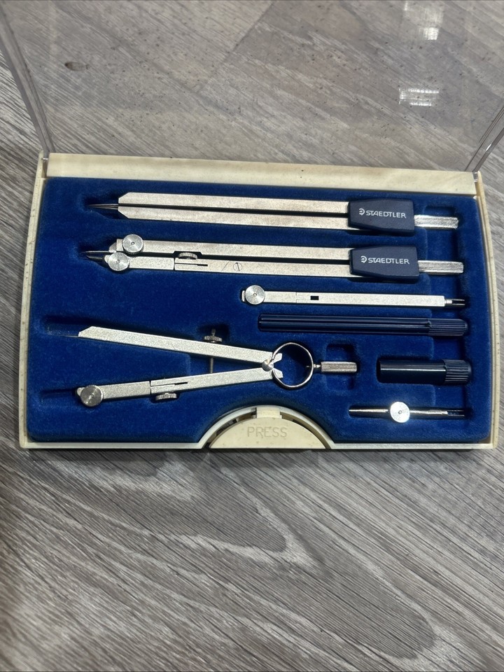 Staedtler Model 559 09 Student Drafting Class Compass 7pc set & OG Hard ...