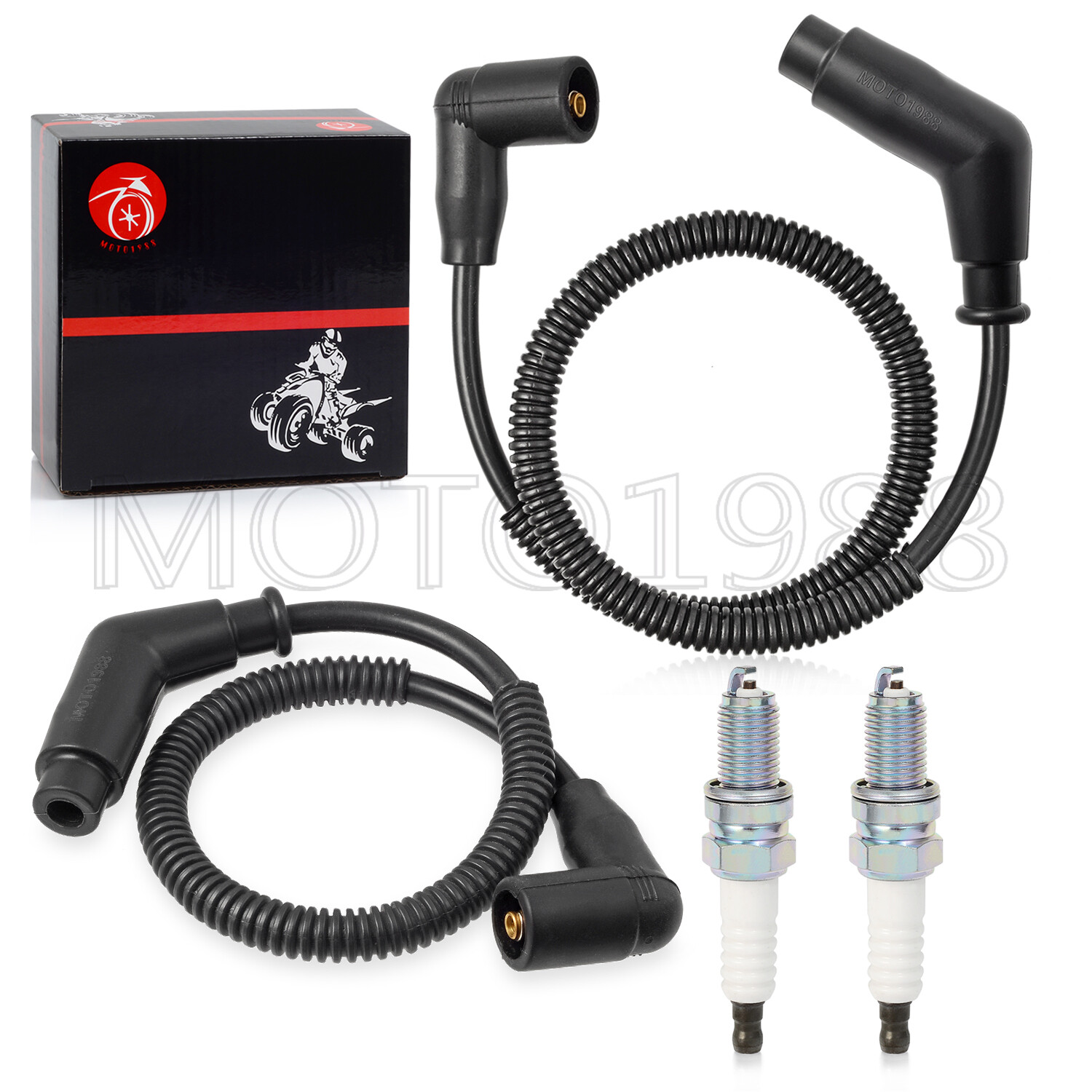 Spark Plug & Wire Cap Kit 15in/24.4in For Bombardier TRAXTER 500 ...