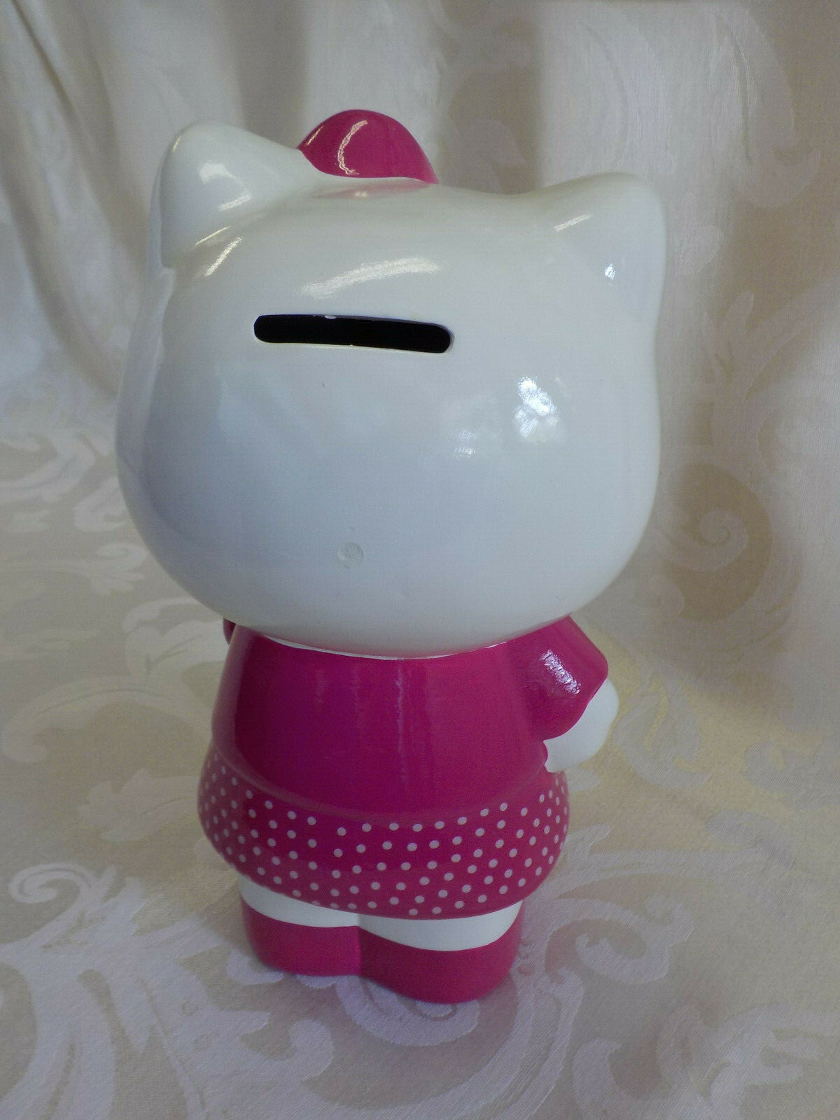 Sanrio Hello Kitty Coin Bank 2013 Porcelain 9" Tall White W/ Pink ...