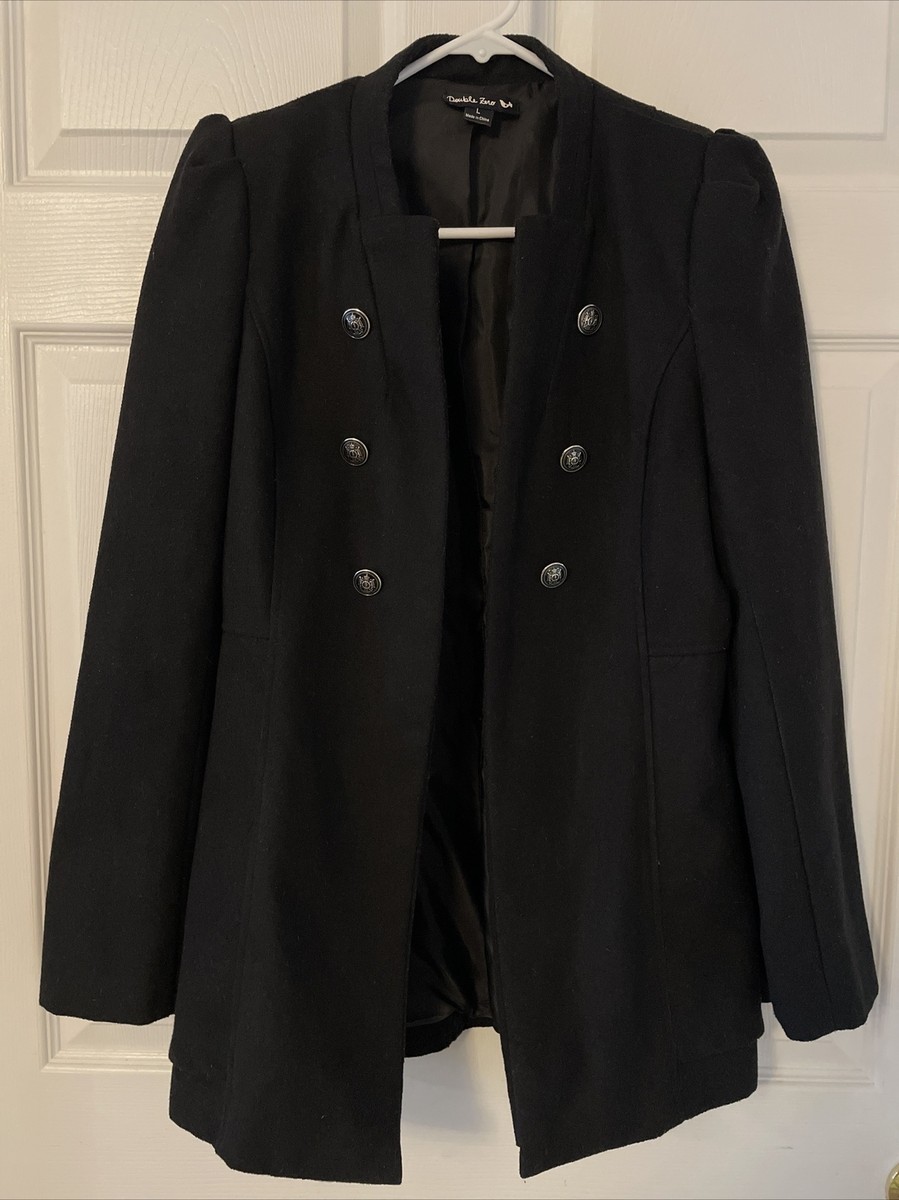 Double Zero Black Wool/Poly Pea Coat Victorian Hamilton Double Zero Black Wool/Poly Pea Coat Victorian Hamilton