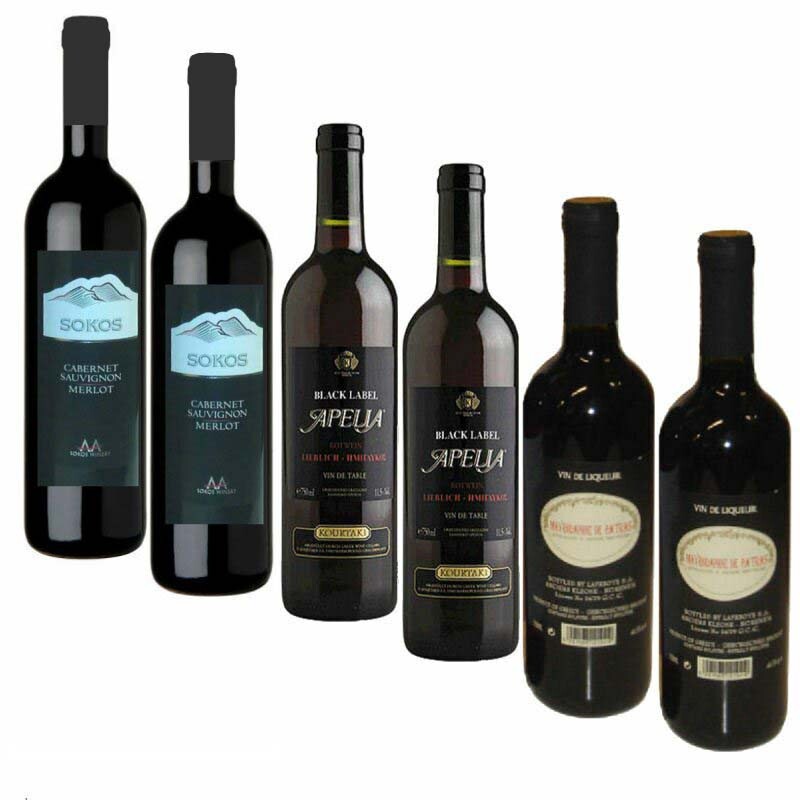 Griechischer Rotwein Set 6x 750ml Markenware trocken, halbsüß und süß ...