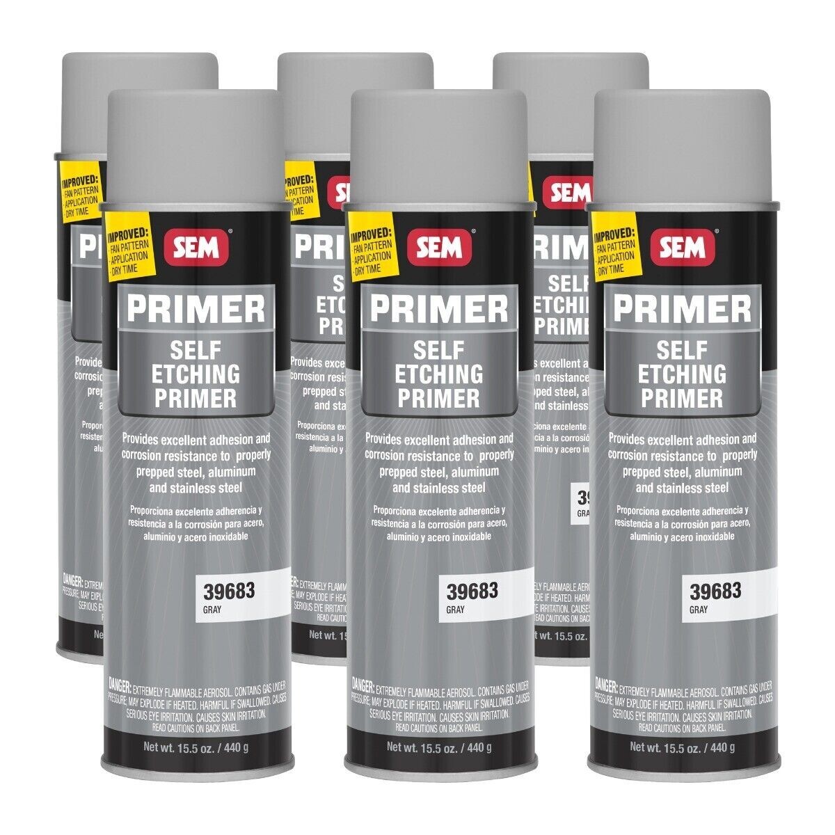 SEM 39683 Case of Self Etching Primer Gray Aerosol Spray 15.5oz (6 Cans ...