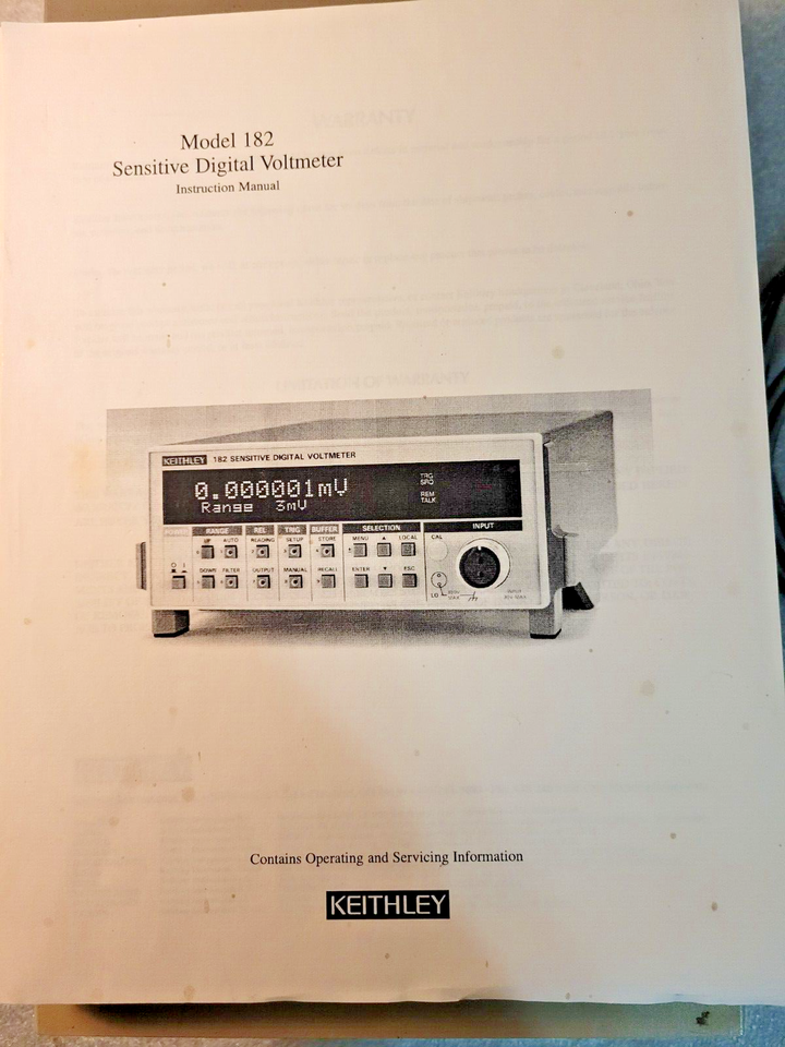 Keithley 182 Sensitive Digital Voltmeter w Instruct Manual and Input ...