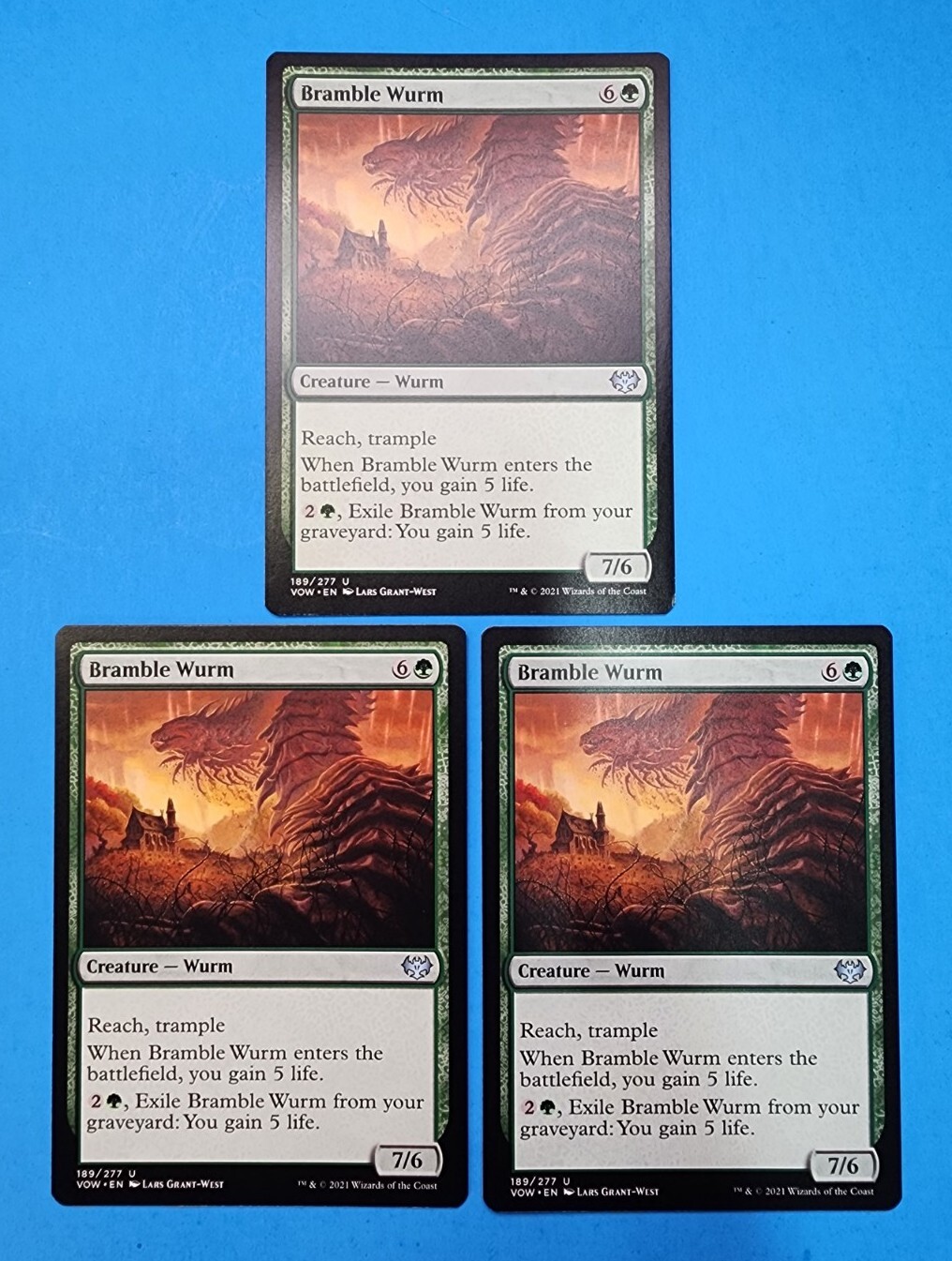 3x Bramble Wurm Innistrad Crimson Vow 2021 Mtg Card Creature Green ...