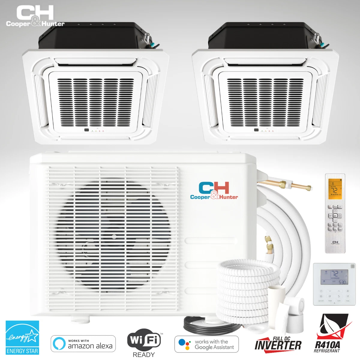 Ductless Ceiling Cassette Mini Split Air Conditioner | Shelly Lighting