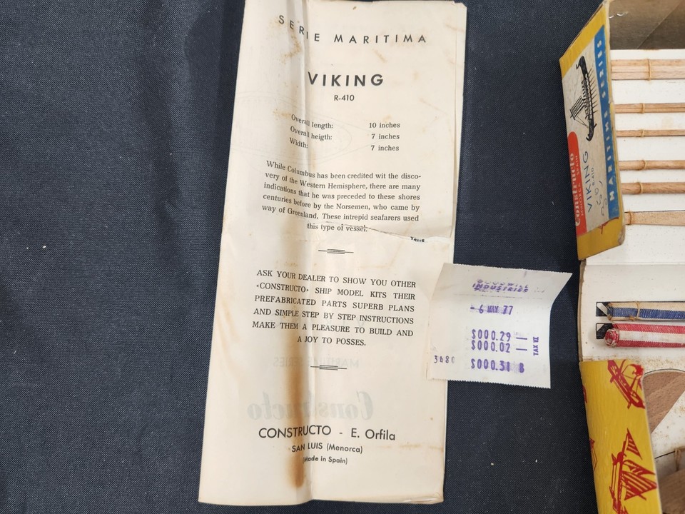 Vintage balsa wood model boat/ship kit Constructo Viking R-410 made in ...