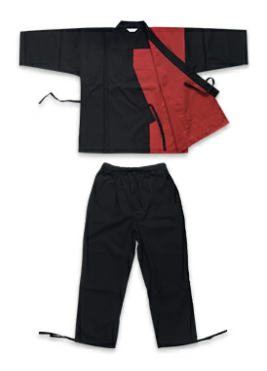 Japanese SAMUE Men's Traditional Work Wear Kimono Set Black Red from ...