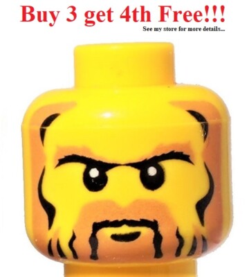 ☀️NEW Lego Male Minifigure Minifig Head Orange Beard Mustache Moustache ...