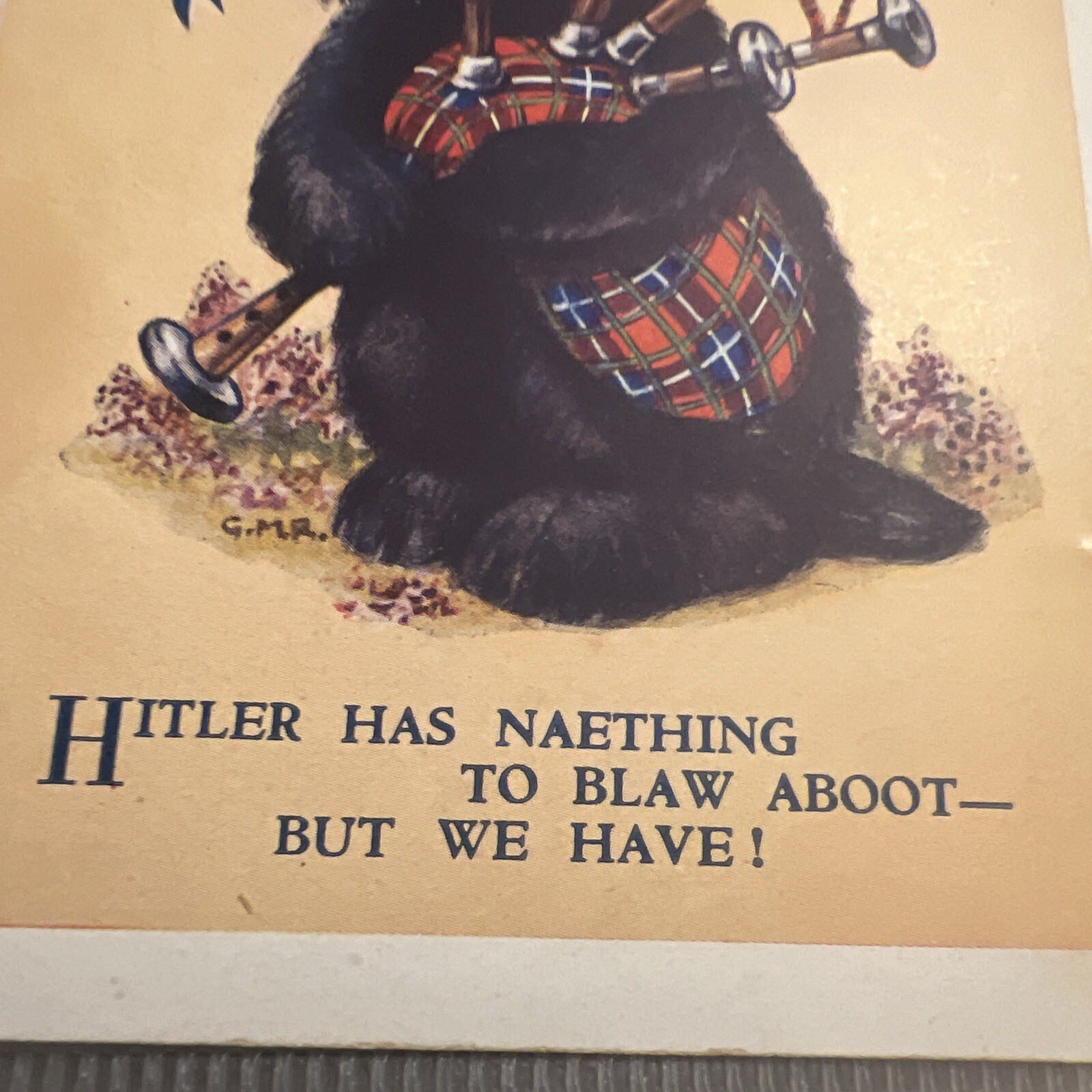 WWII WW2 War Anti-Nazi Hitler Caricature 1940 Postcard Scottish Terrier ...