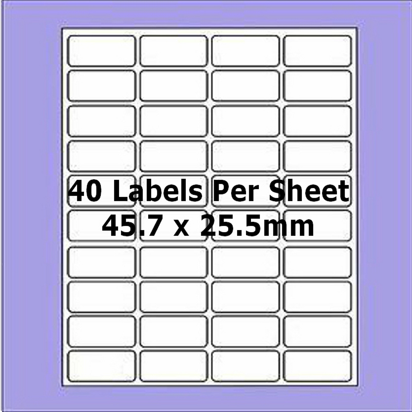 A4 Self Adhesive Labels ~ 40 Per Sheet ~ L7654 Compatible ~ 45.7 x 25 ...