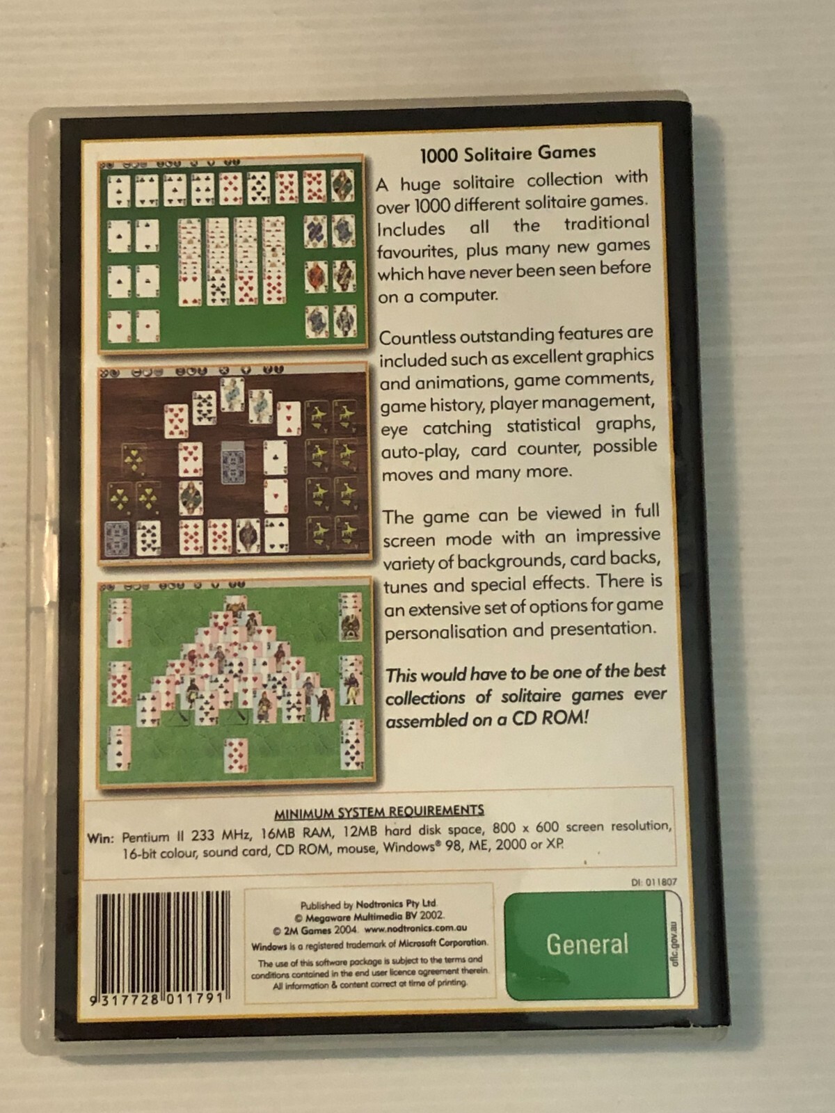 PC - Solitaire - Over 1000 Games (PC Card Games) Windows 98, ME, 2000 ...