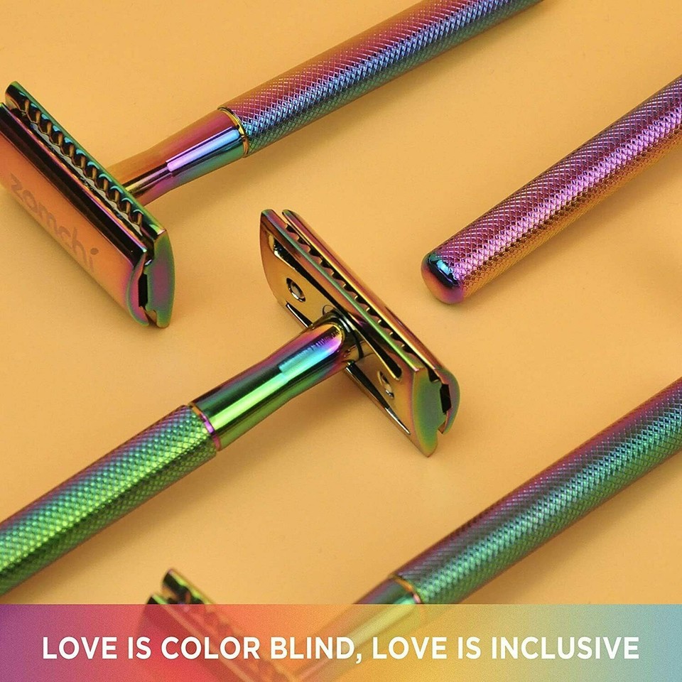 Neon Rainbow Double Edge Safety Razor for Women Lady W 10 blades ...
