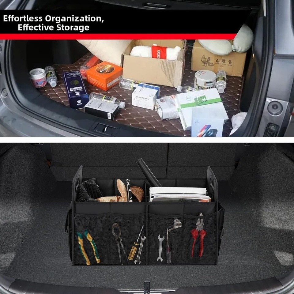 72L Foldable Car Trunk Organizer Storage Box with Oxford Material Black ...