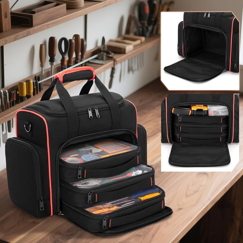 Tool Bag with 3 Removable Cases, 2 Layers Tool Tote for Hand Tools ...