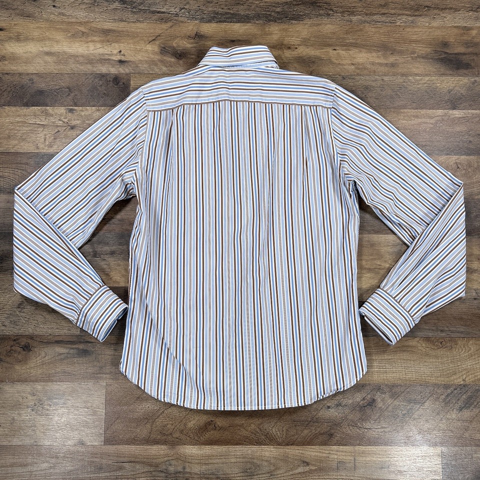 Ruehl No 925 Shirt Mens Large Blue Striped Long Sleeve Button Up Dress ...