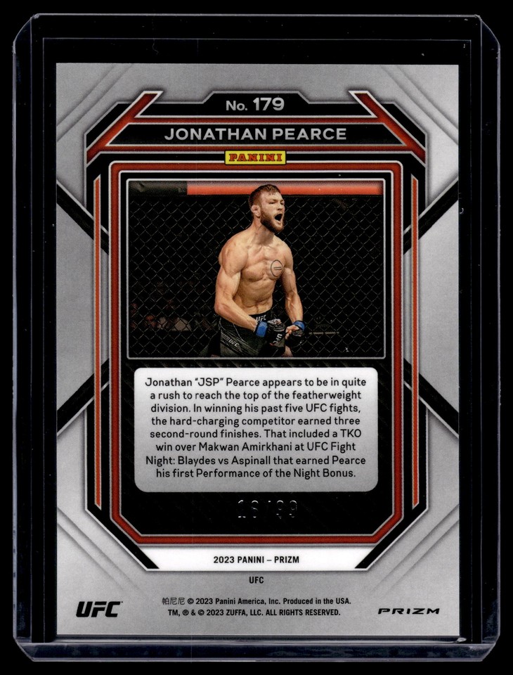 Jonathan Pearce 2023 Panini Prizm UFC Premium Box Set Pandora Card 16/ ...