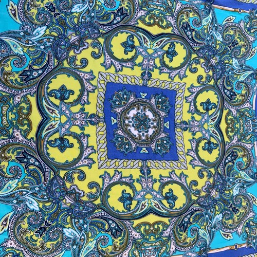 Scarf Teal Yellow Floral 27" Square | eBay