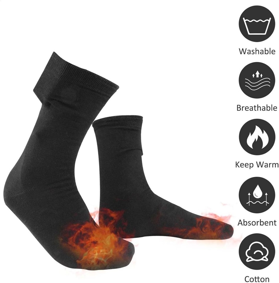 Heated Socks USB Rechargeable Electric Thermal Warm Socks for Men Women ...
