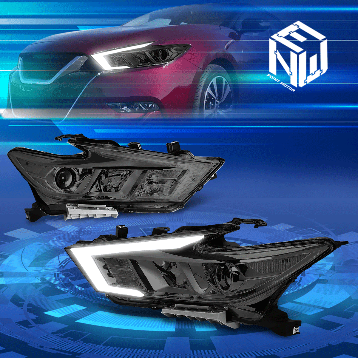 For 16-18 Maxima S SL SV LED DRL Projector Headlights Replacement ...
