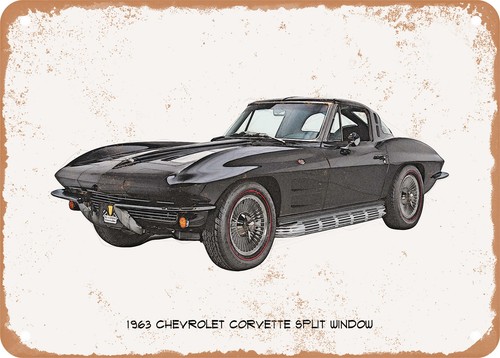 Classic Car Art - 1963 Chevy Corvette Pencil Sketch - Rusty Look Metal ...