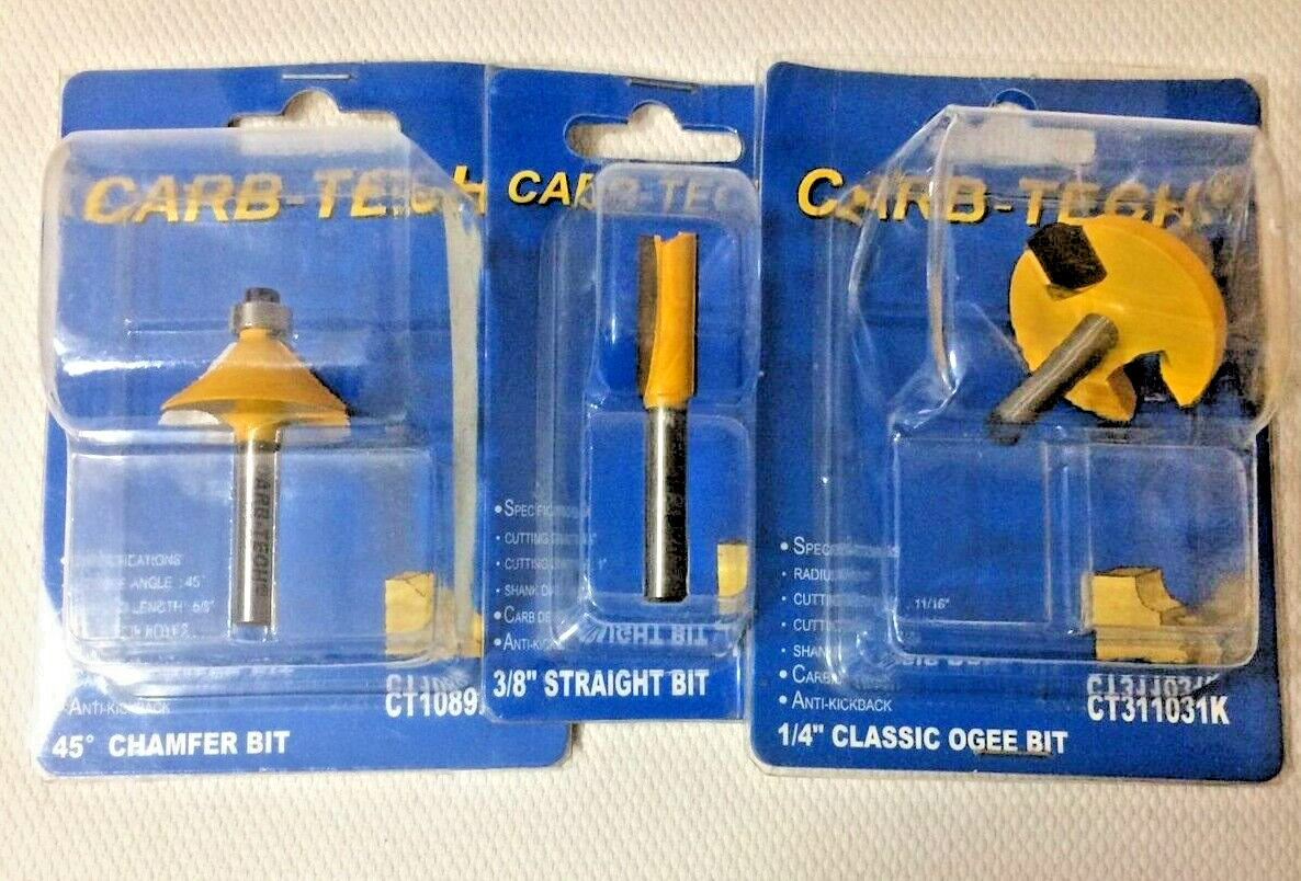 CARB-TECH ROUTER BIT SET - 3 BITS - OGEE CHAMFER STRAIGHT - LOT *NEW ...