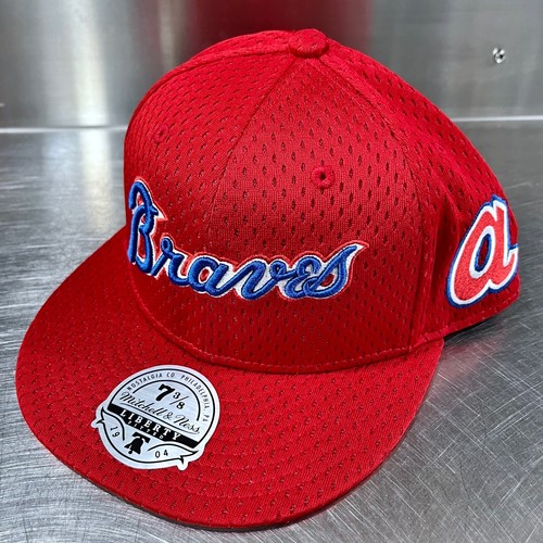 Atlanta Braves Script Lowercase Logo Patch Mitchell Ness Mesh Fitted ...