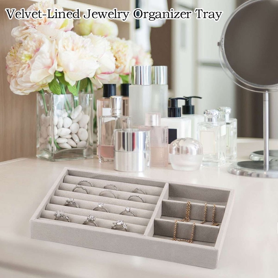 Display Box Tray Organizer Earring Storage Velvet Show Holder Jewelry ...