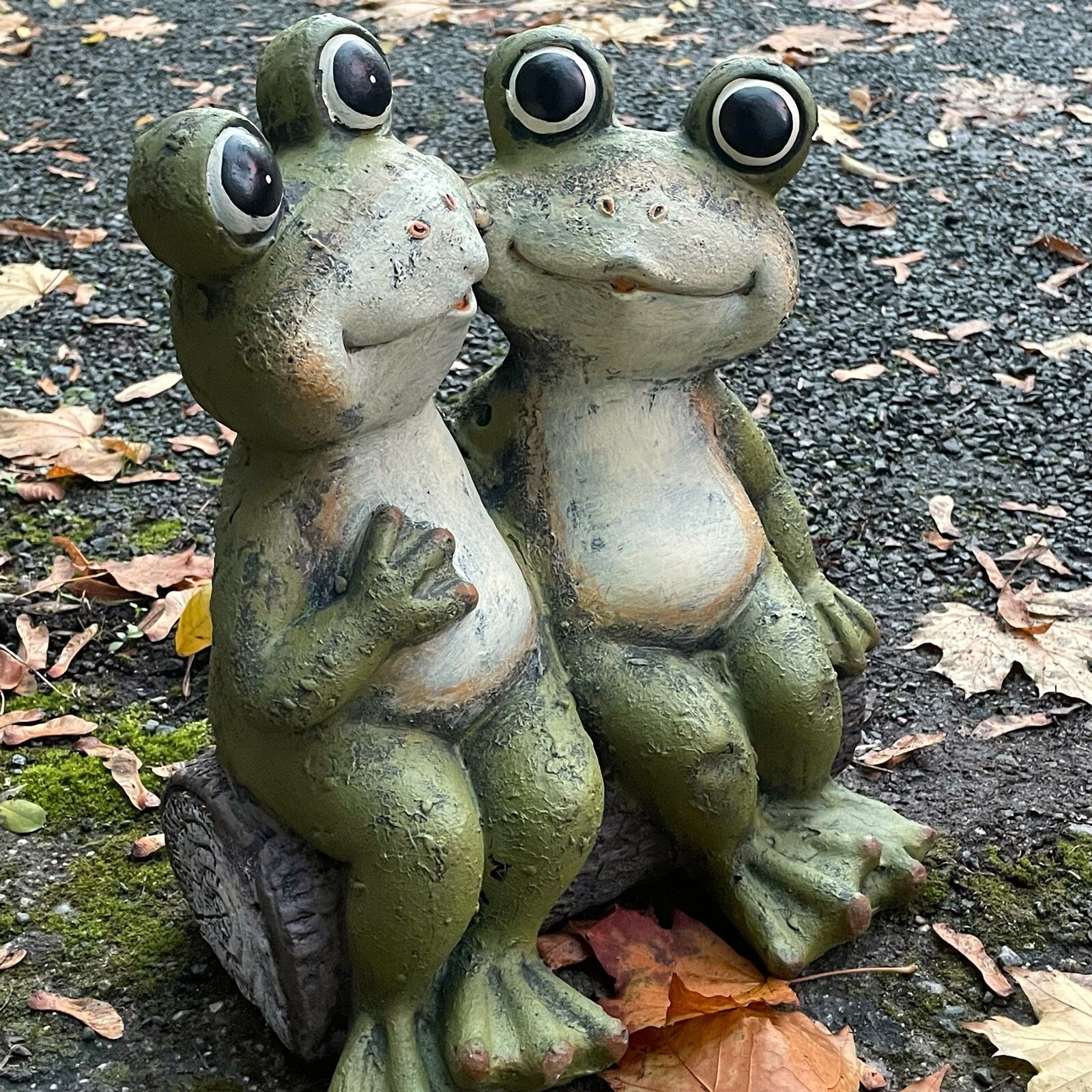 XXL Froschpaar Bank Skulptur Frosch Frösche Garten Teich GARTENFIGUR ...