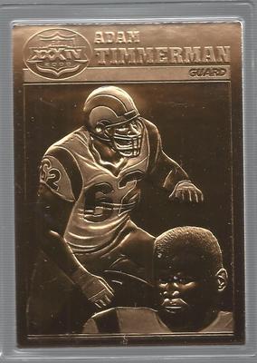 Adam Timmerman Rams Super Bowl XXXIV Danbury Mint 2000 22kt Gold Card ...