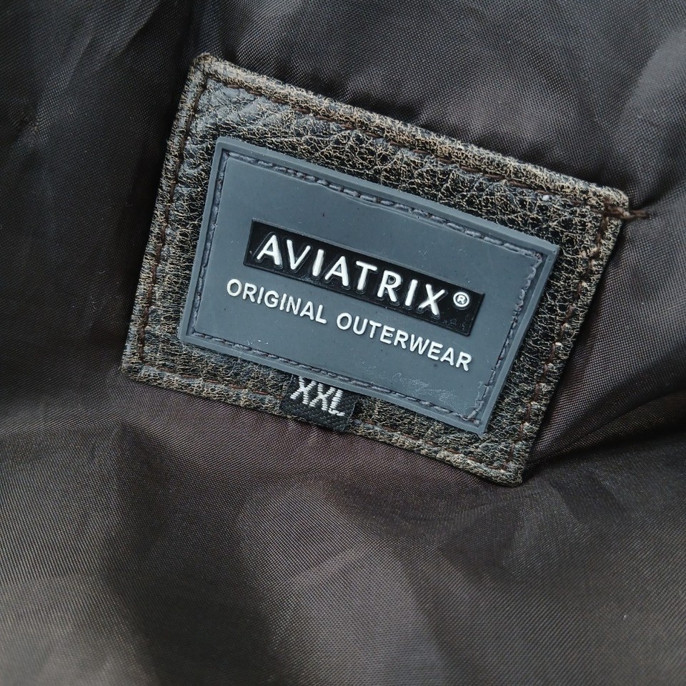 Aviatrix Motorcycle Jacket Size XXL Mens Grey Leather Patches FLT20-EP ...