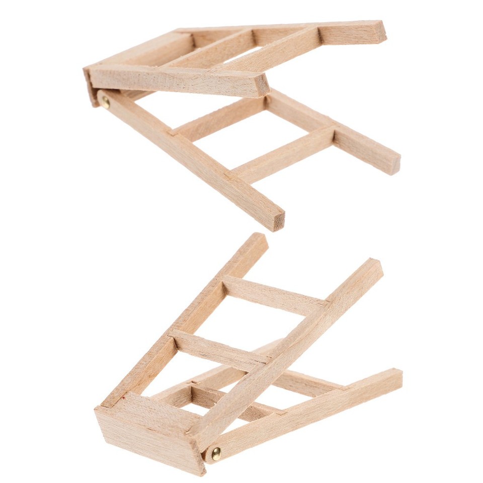 2 Pcs Mini Toy Step Ladders Miniature Furnishing Doll House Furniture ...