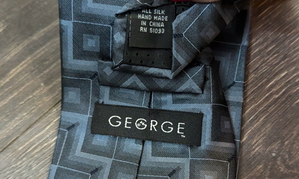 George Neck Tie Mens Blue Black Geometric Silk Elegant Suit Light ...