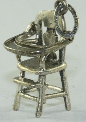 VTG 3D BEAU STERLING SILVER MOVEABLE HIGHCHAIR HIGH CHAIR CHARM | eBay
