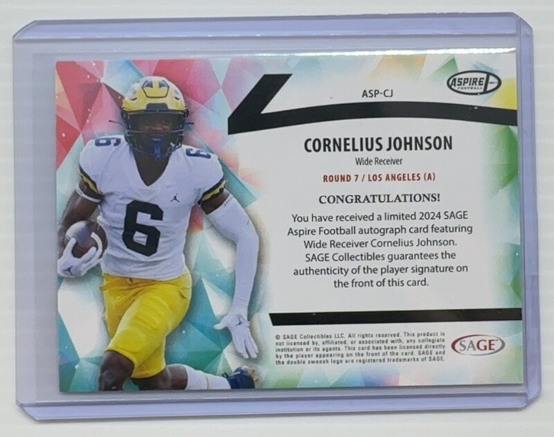 2024 Sage Aspire Cornelius Johnson Autographs Green Rookie Auto RC #5/5 ...