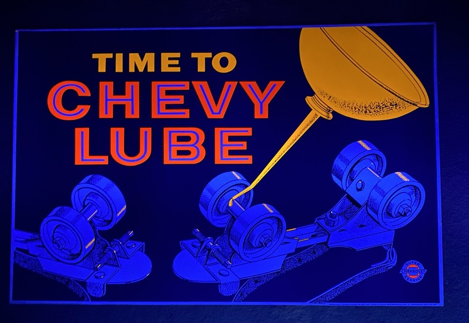 1961 Chevy Vintage Org DAY-GLO Poster 38x25” Lube Car Service Chevrolet ...