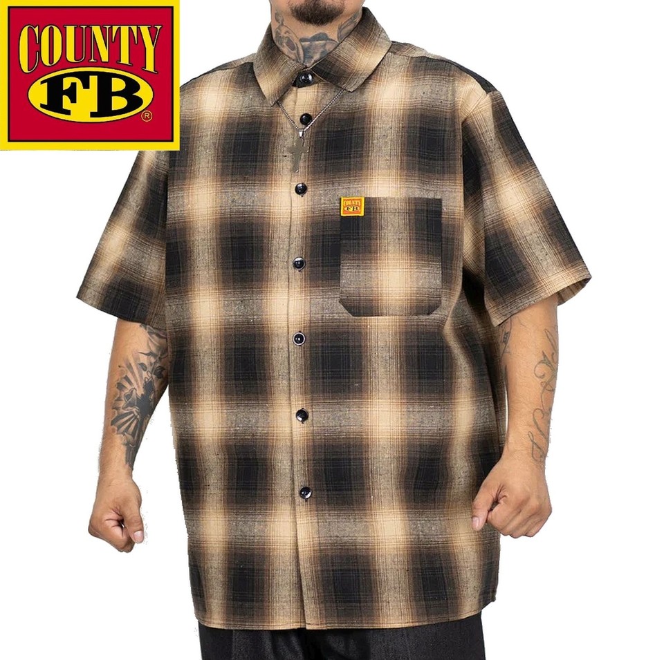 FB County Short Sleeve Plaid Checker Flannel Shirt | eBay
