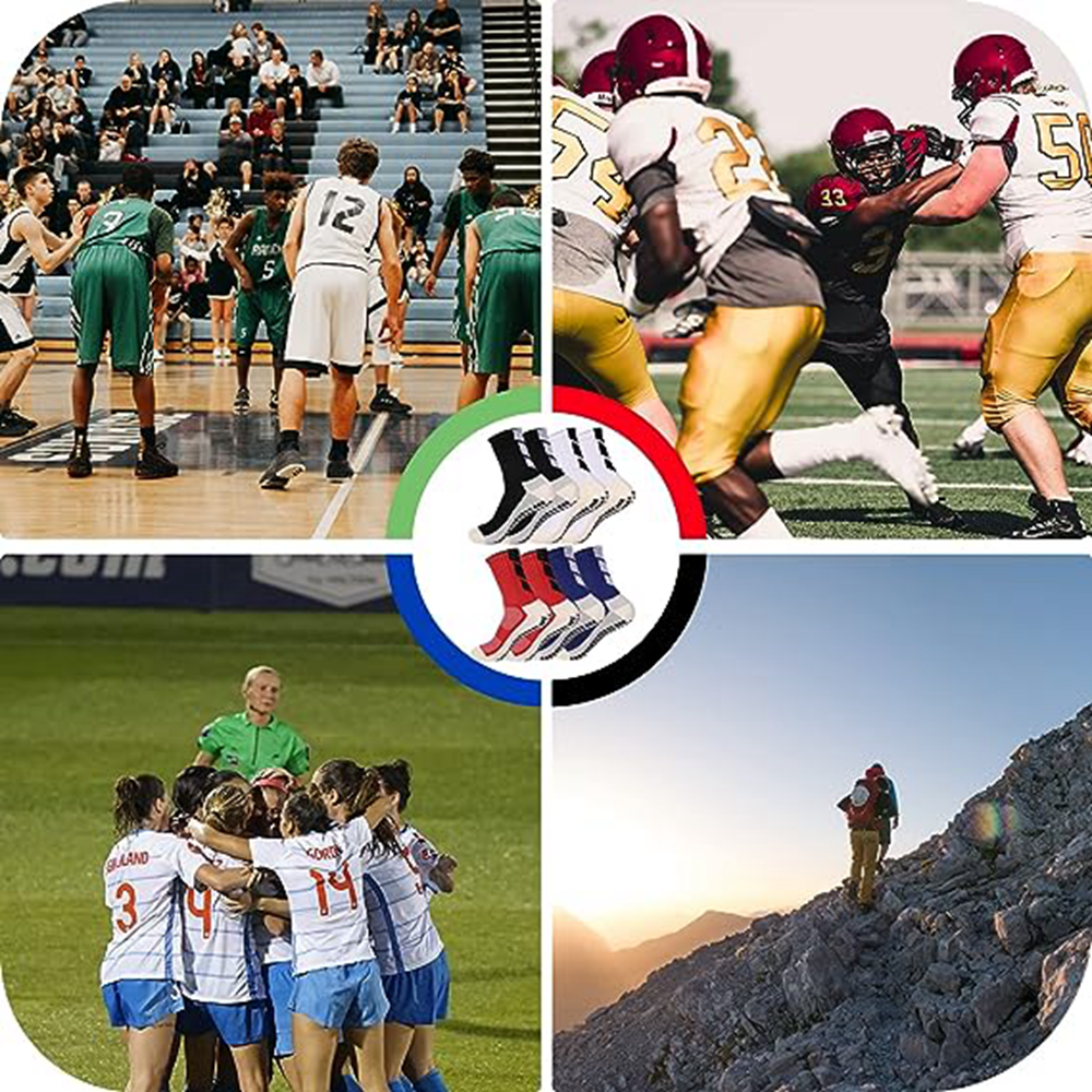 3Pairs Non Slip Football Rugby Socks - Anti Slip Grip Sports Soccer ...