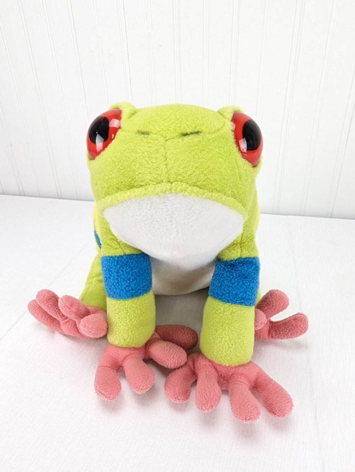 Wild Republic Red Eyed Tree Frog Plush Stuffed Animal 9" Sitting ...