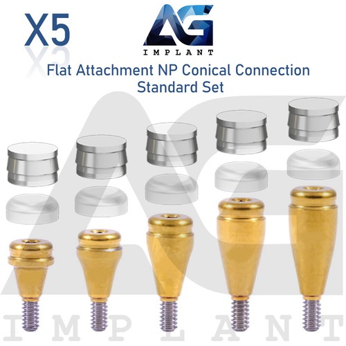 5 Flat Attachment Abutment Standard Silicone Set NP Conical Connection ...