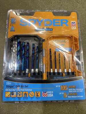 Spyder Mach Blue 10-Piece Assorted Set High-Speed Steel Twist Drill Bit ...