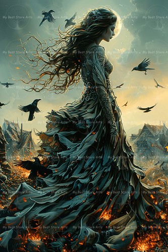 MORRIGAN CELTIC GODDESS ART PRINT, Gothic Lady Poster, Witchy Raven ...