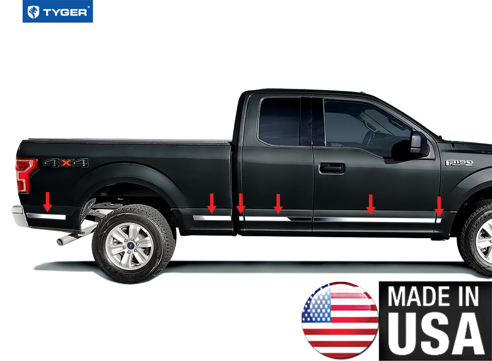 Chrome Rocker Panel Trim Below Body Line 1.5"W for 15-20 Ford SuperCab ...